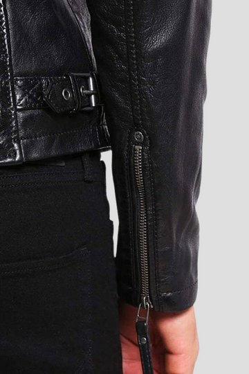 Mens Greg Black Leather Racer Jacket – NYC Leather Jackets