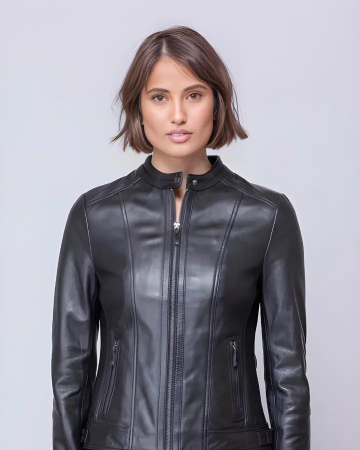 Women's Shadow Rider Moto Black Leather Jacket – NYC Leather Jackets