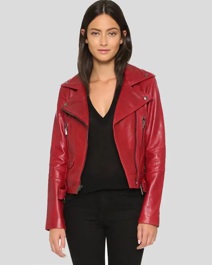 Women's Red Leather Jackets: Biker, Studded, Quilted | Free Shipping ...